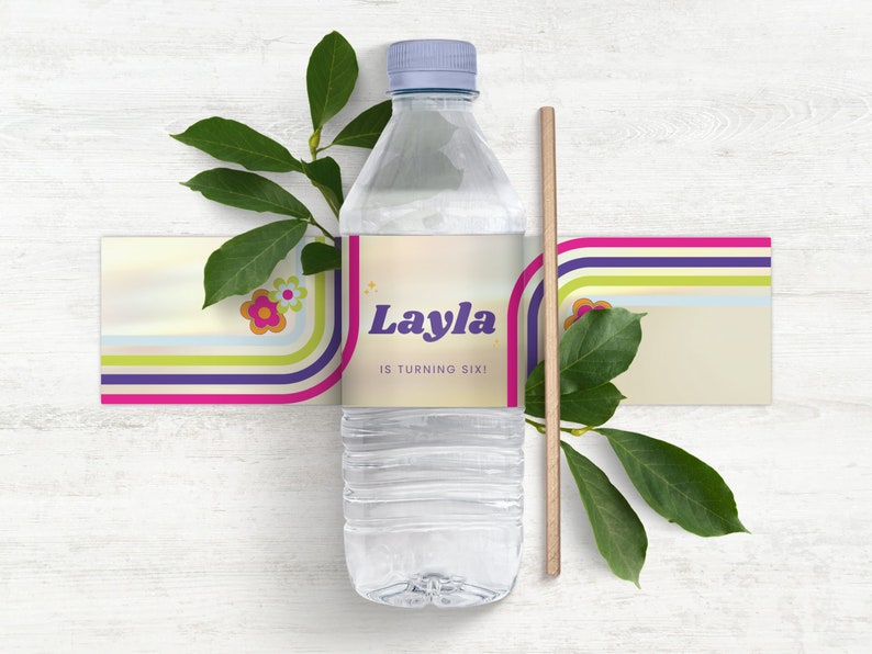 Groovy Water Bottle Labels, Instant Download Label, Hippie Birthday ...