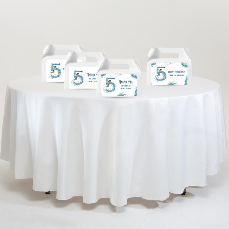 Editable Birthday Party Box Label: Dive Into Five (digital Download) - Etsy