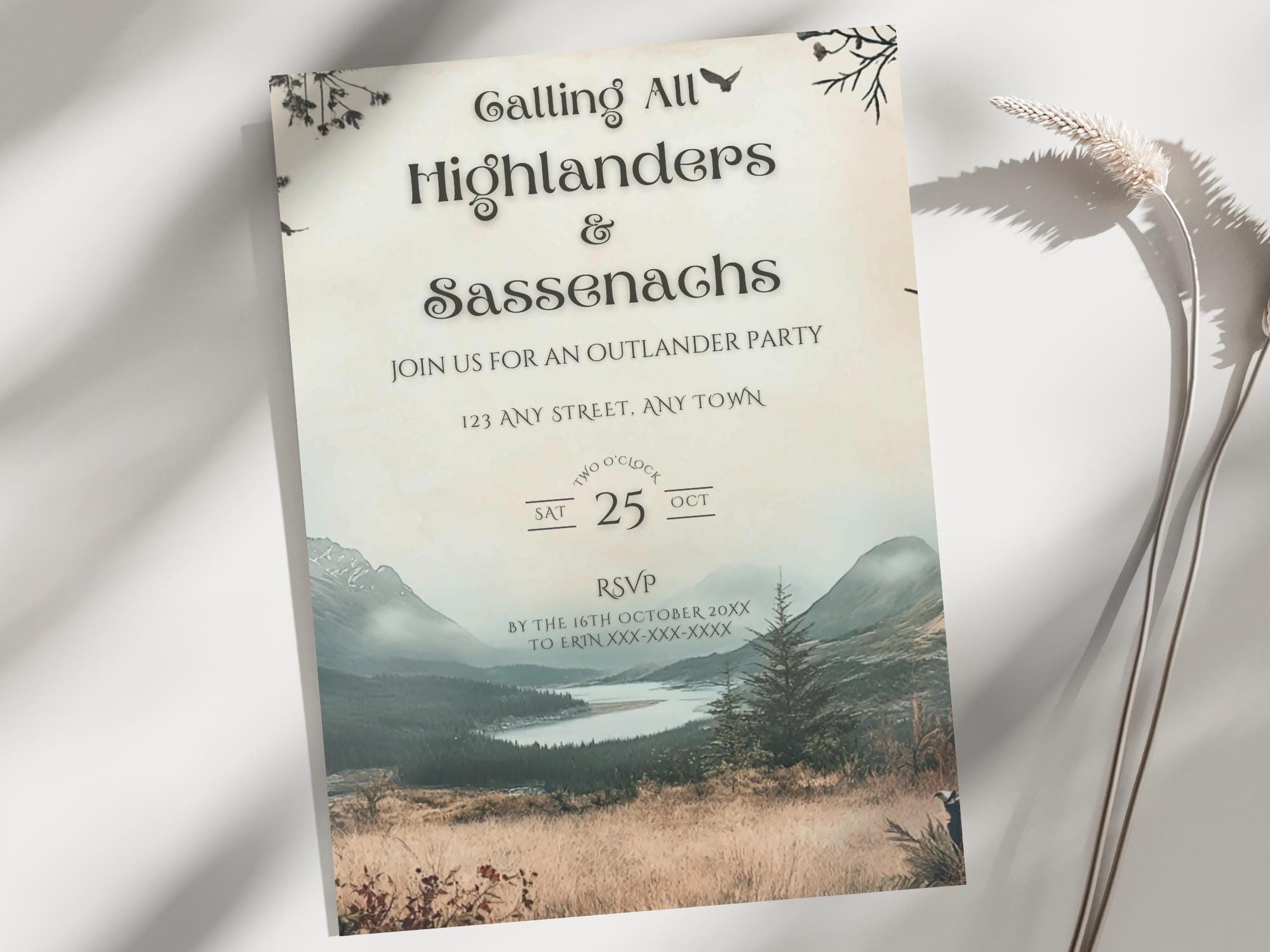 Outlander Party INSTANT DOWNLOAD Invitation, Editable Invite, Scottish ...