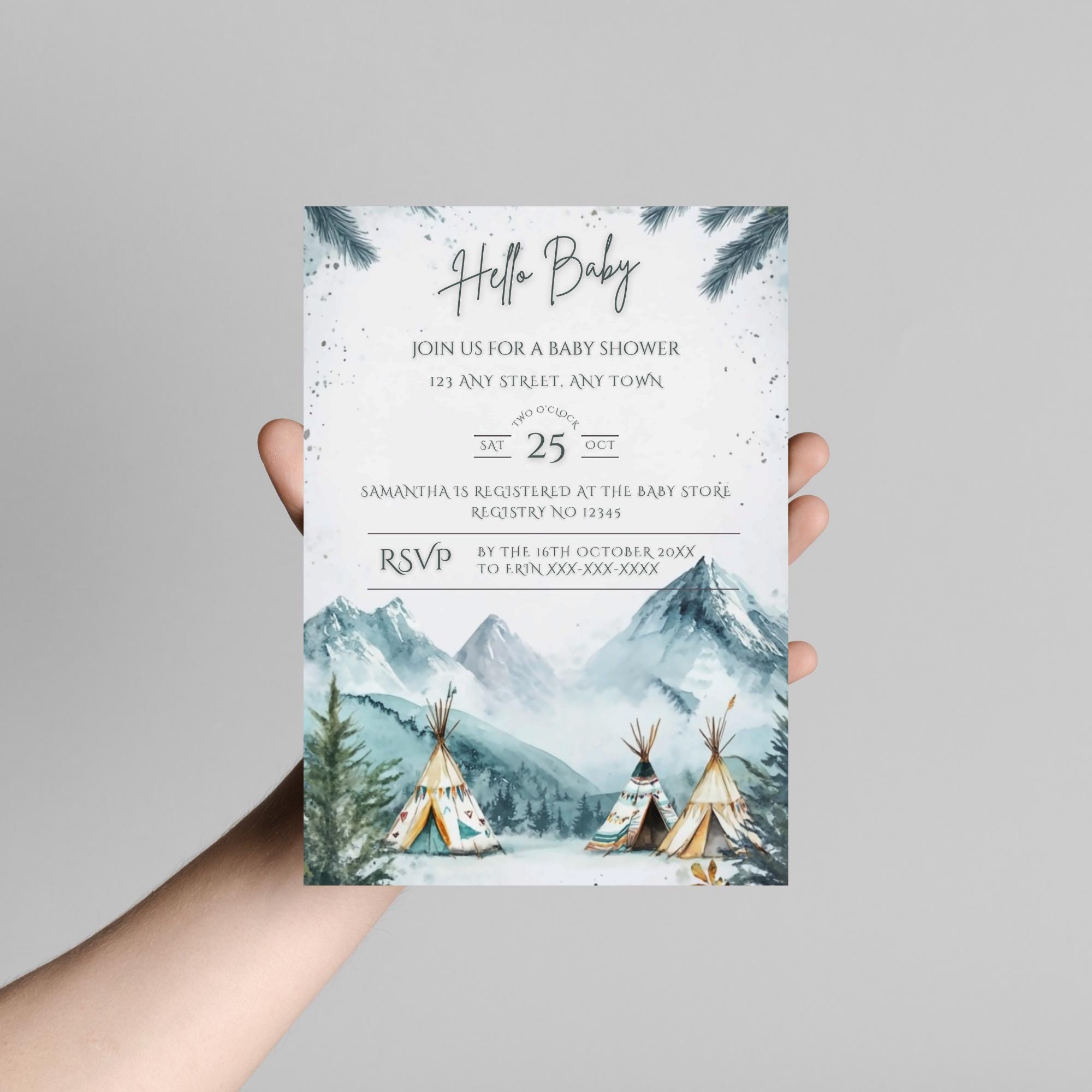 Tribal Native Invitation, Editable Baby Shower Invitation Template ...