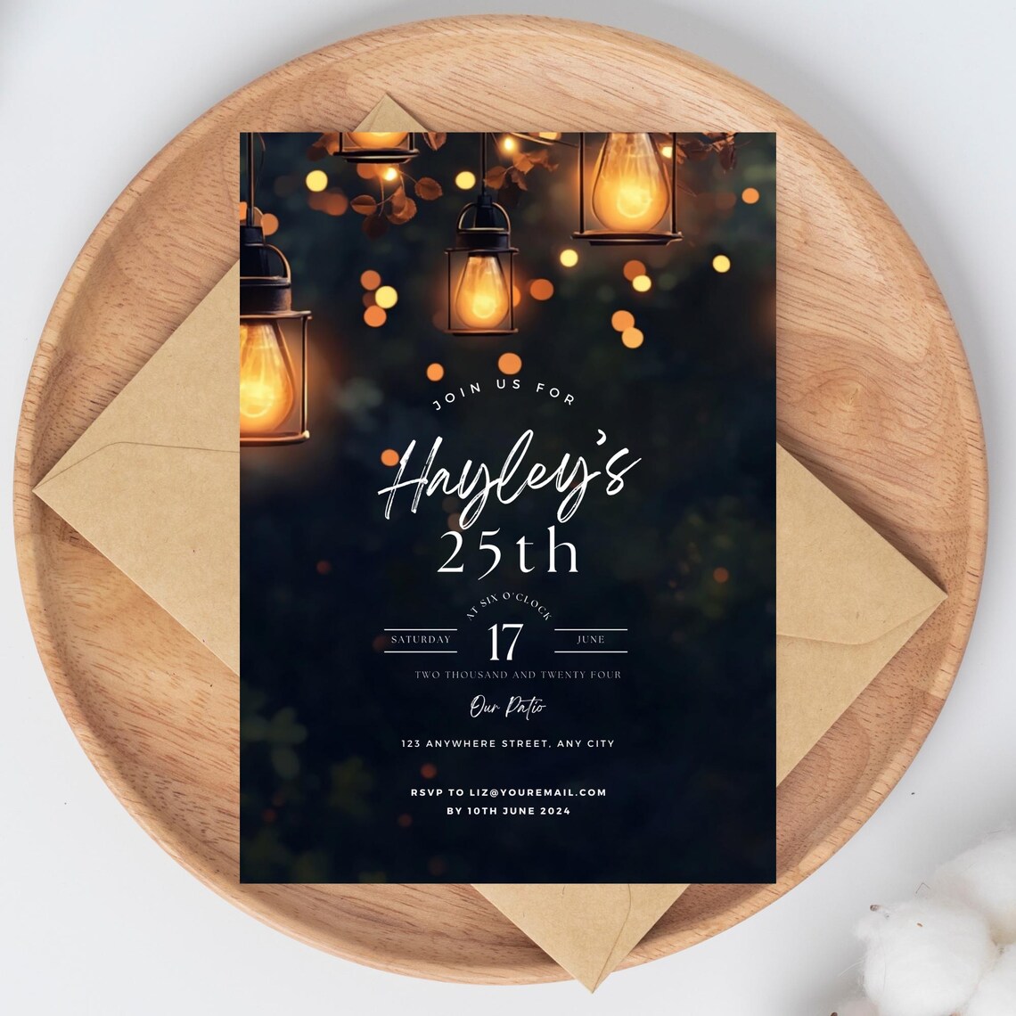 String Lights Invitation, INSTANT DOWNLOAD, Backyard Party, Dinner ...