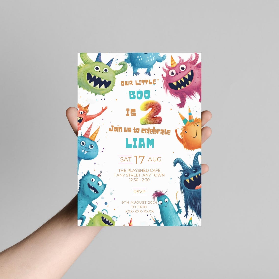 Editable Monster Birthday Invitation, Monster 2nd Birthday, Monster ...