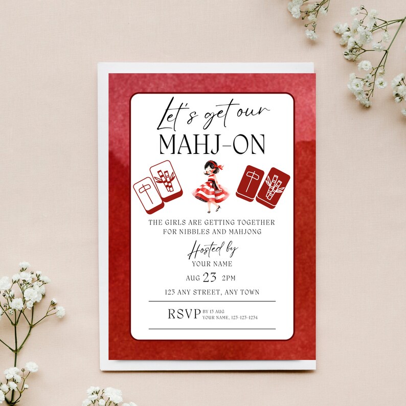 Mahjong Party | Digital Download | Customizable Instant Digital ...