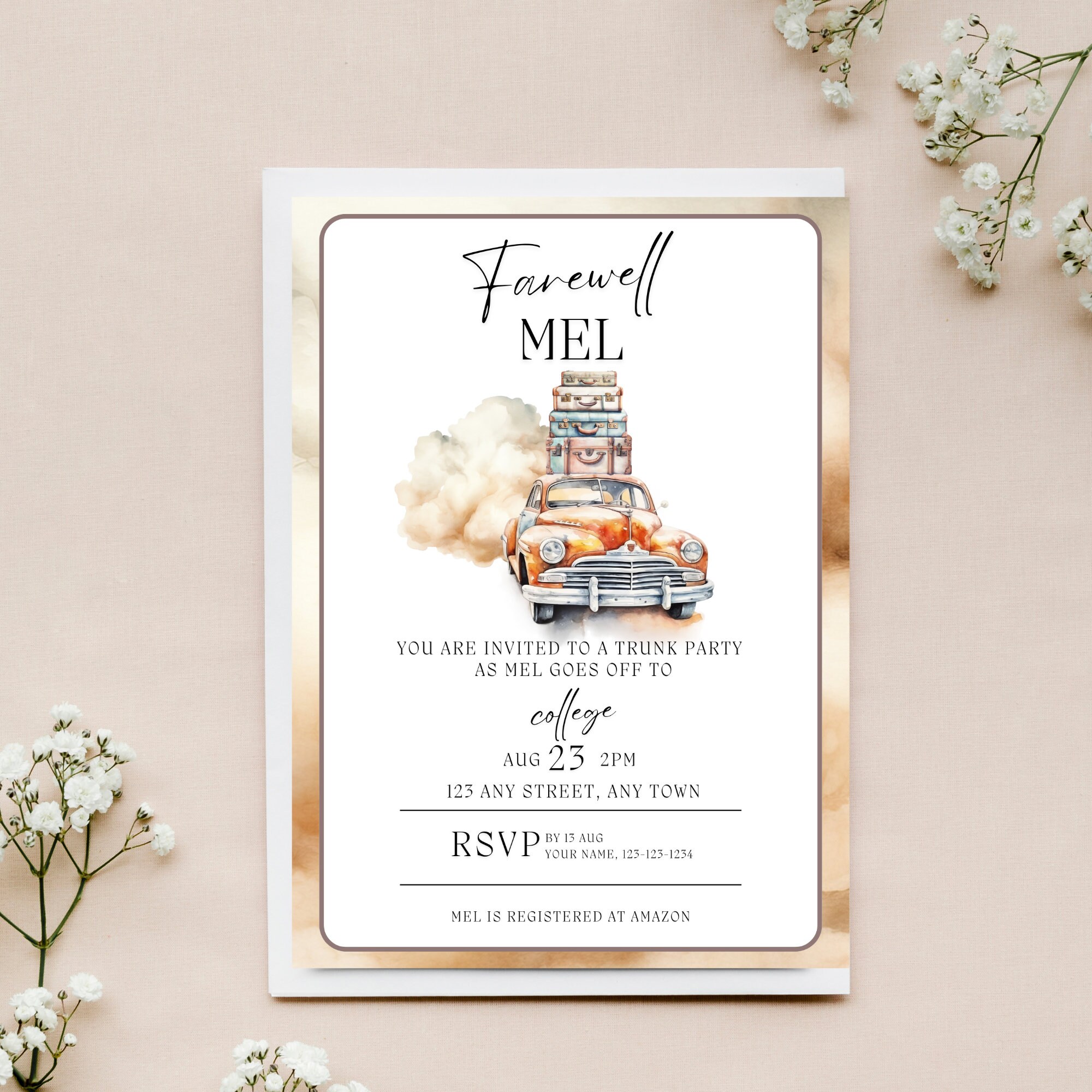 College Send off Party Invitation I Instant Download | Trunk Party ...