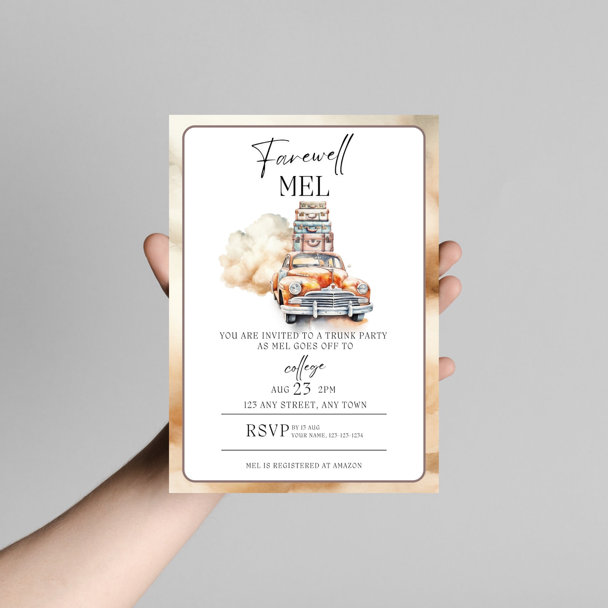 College Send off Party Invitation I Instant Download | Trunk Party ...