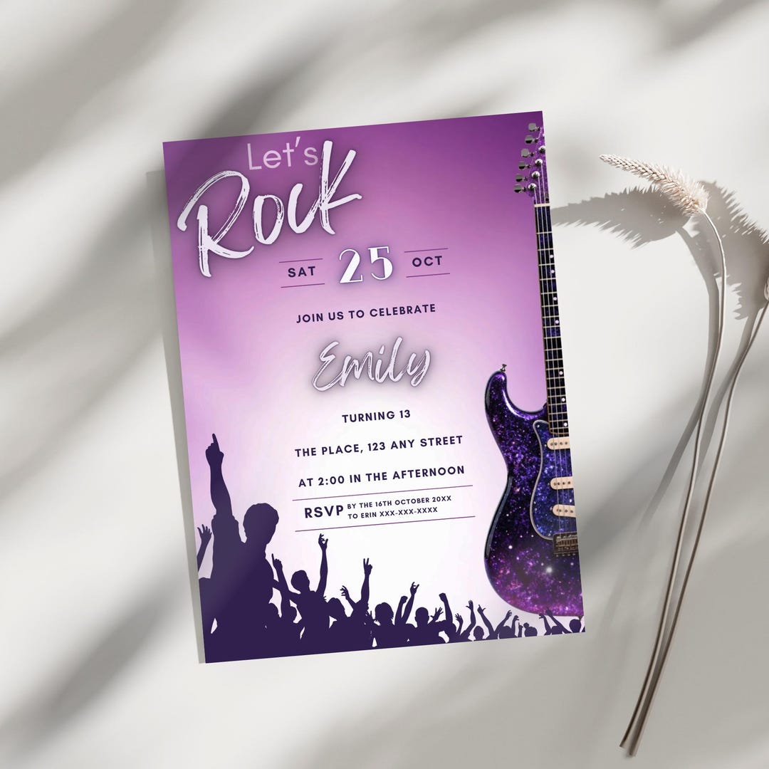 Punk Rock Birthday | Rock and Roll Birthday Invitation | Rocker Theme L ...
