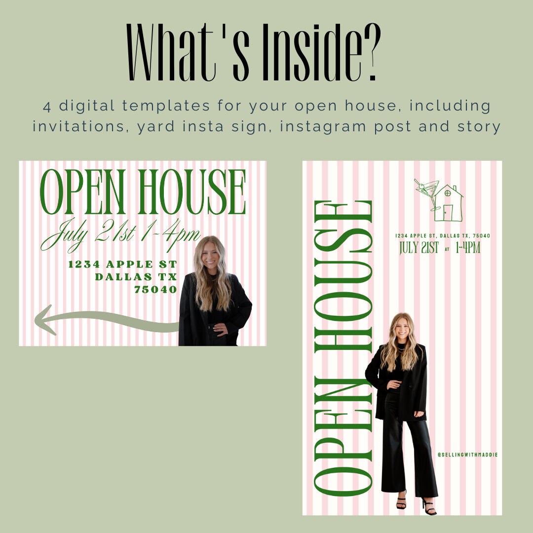 OPEN HOUSE CANVA Template Bundle, Digital Canva Template, Open House ...