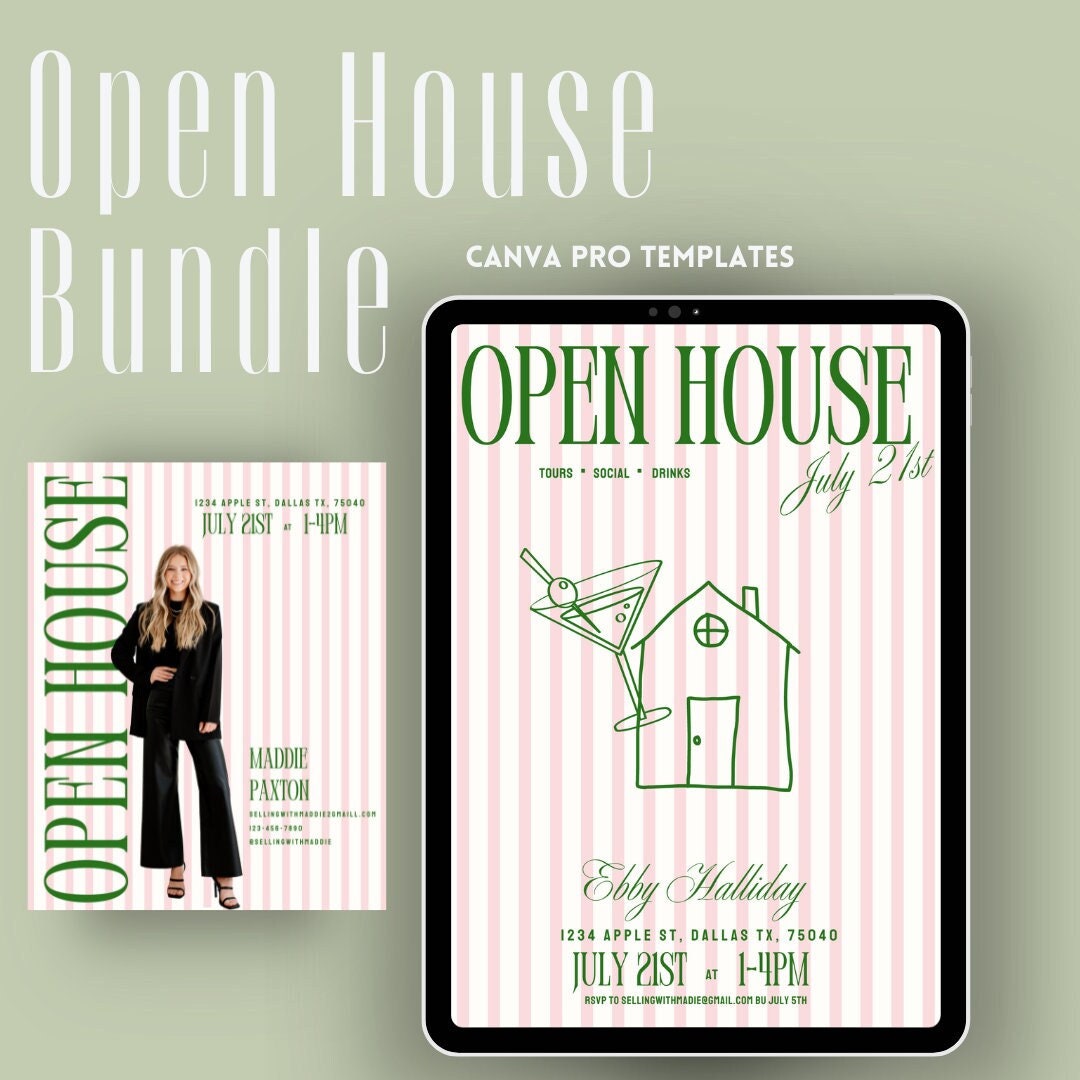 OPEN HOUSE CANVA Template Bundle, Digital Canva Template, Open House ...