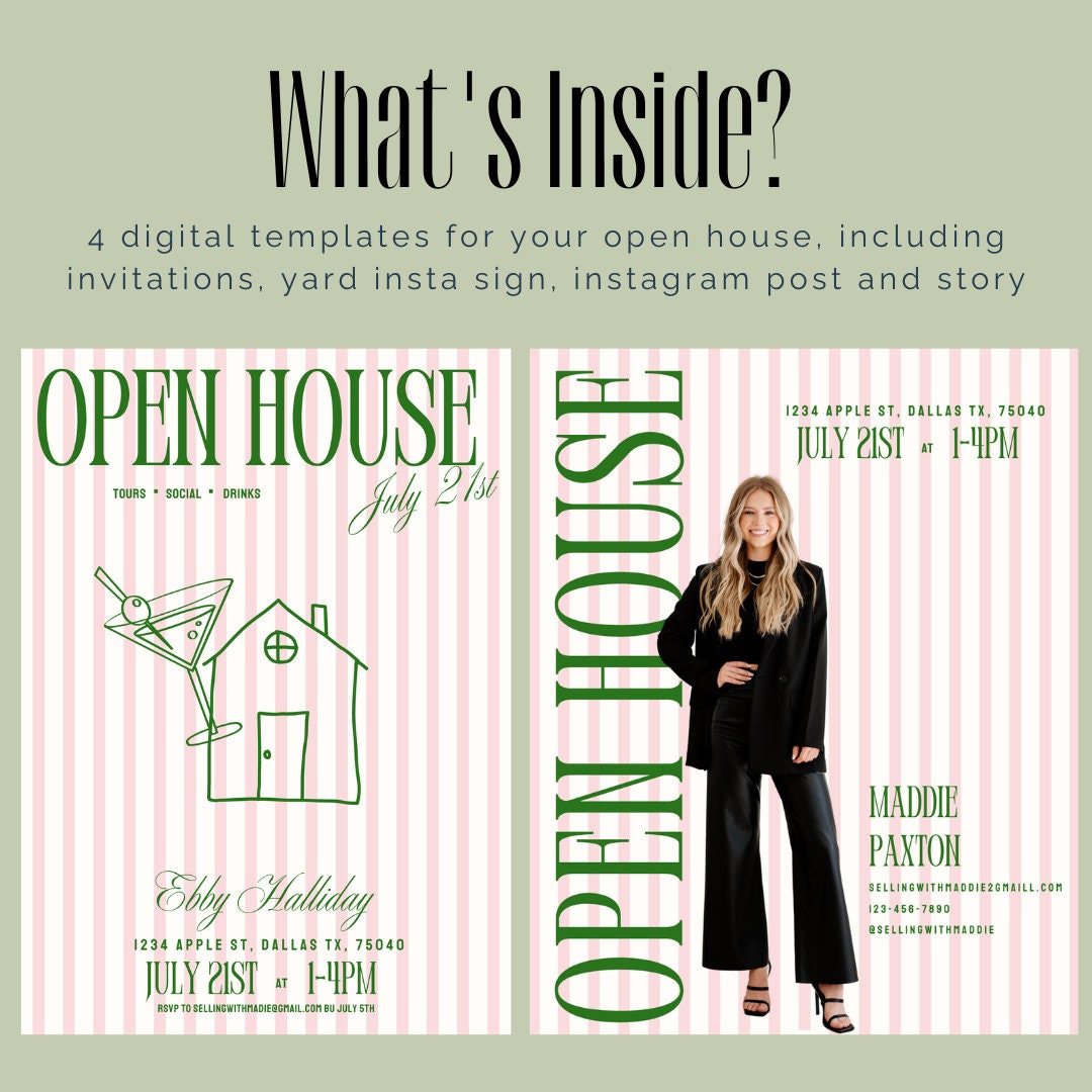 OPEN HOUSE CANVA Template Bundle, Digital Canva Template, Open House ...