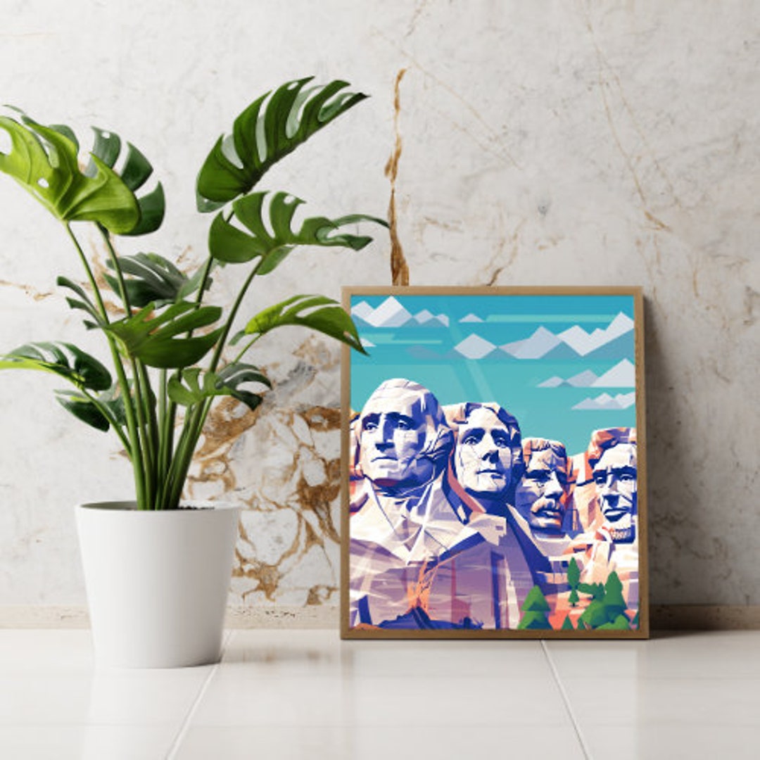 DIGITAL Mount Rushmore Flat Poster Design Illustration Artwork Download ...