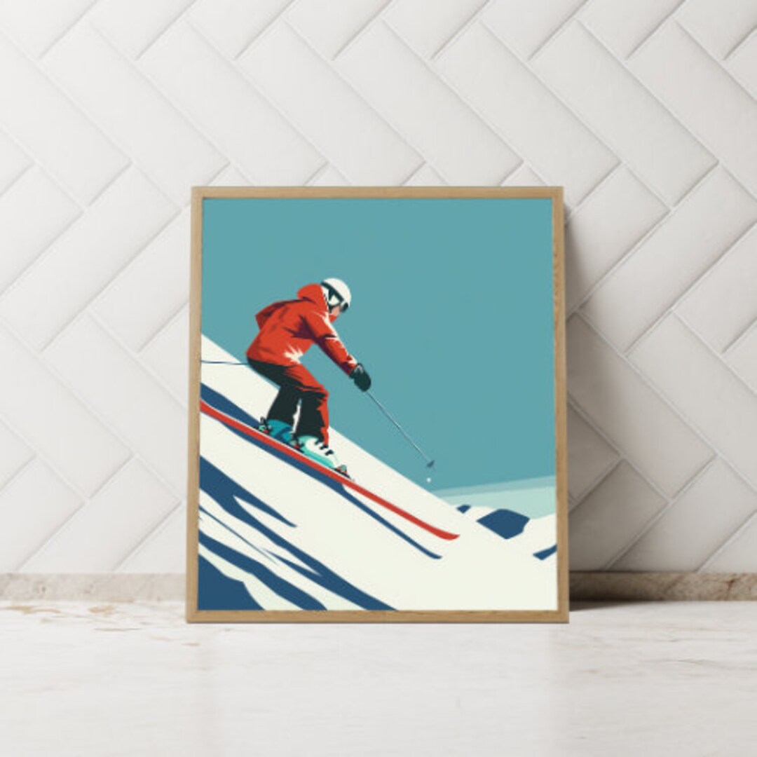 DIGITAL Winter Skiing Poster Design Illustration New York Artwork ...