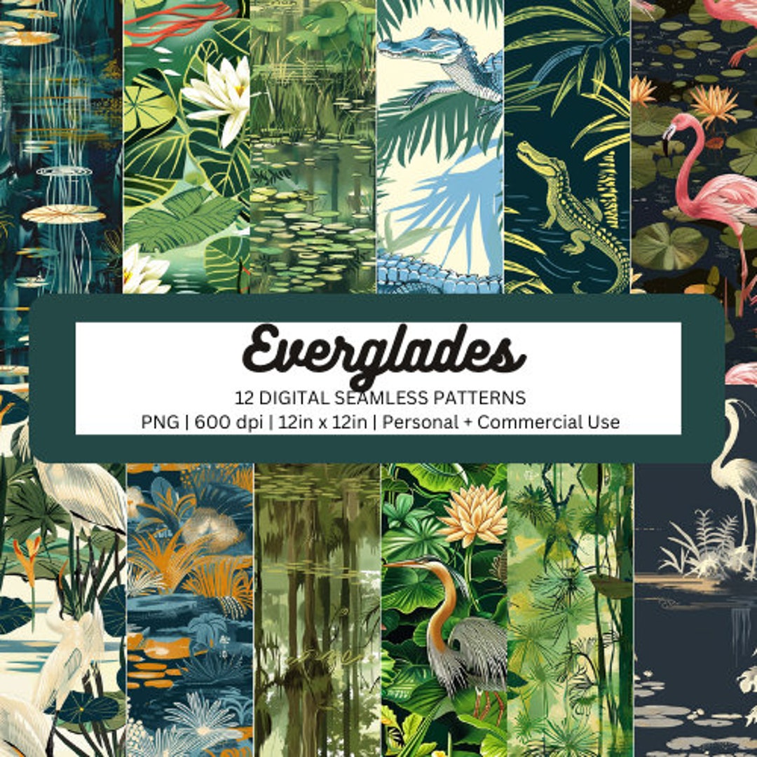 DIGITAL Everglades Style Seamless Repeating Pattern, Backgrounds ...