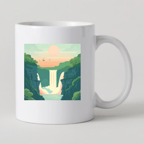 DIGITAL Waterfall Flat Poster Design Illustration Artwork Download - Etsy