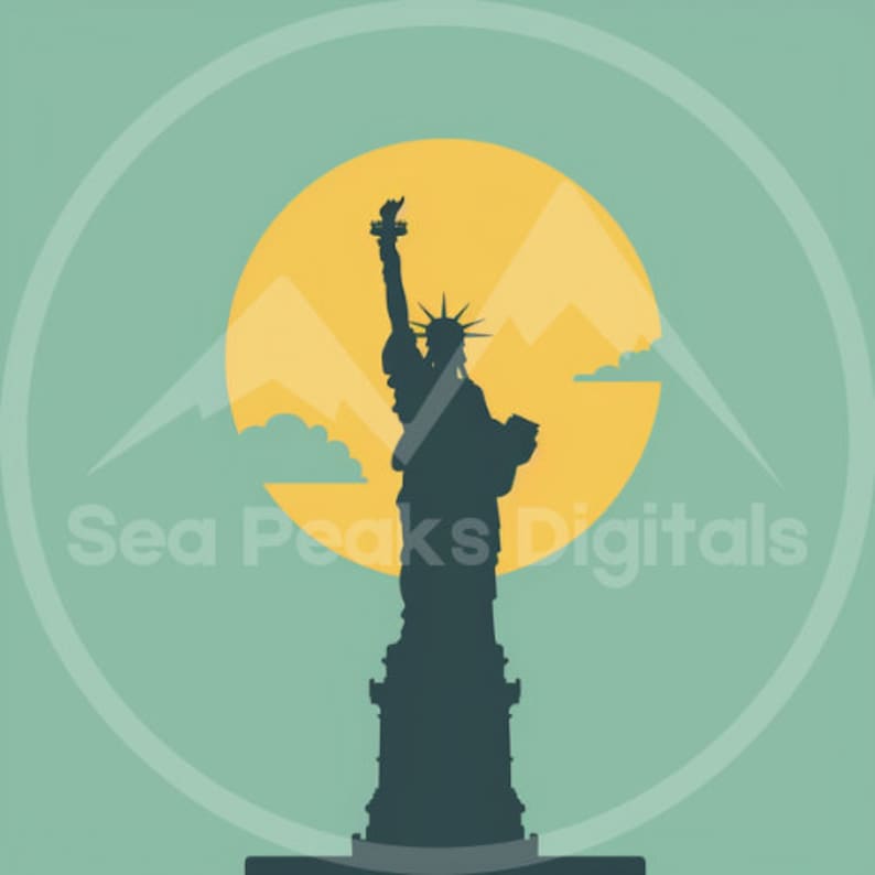 DIGITAL Statue of Liberty Poster Design Illustration New York Artwork ...