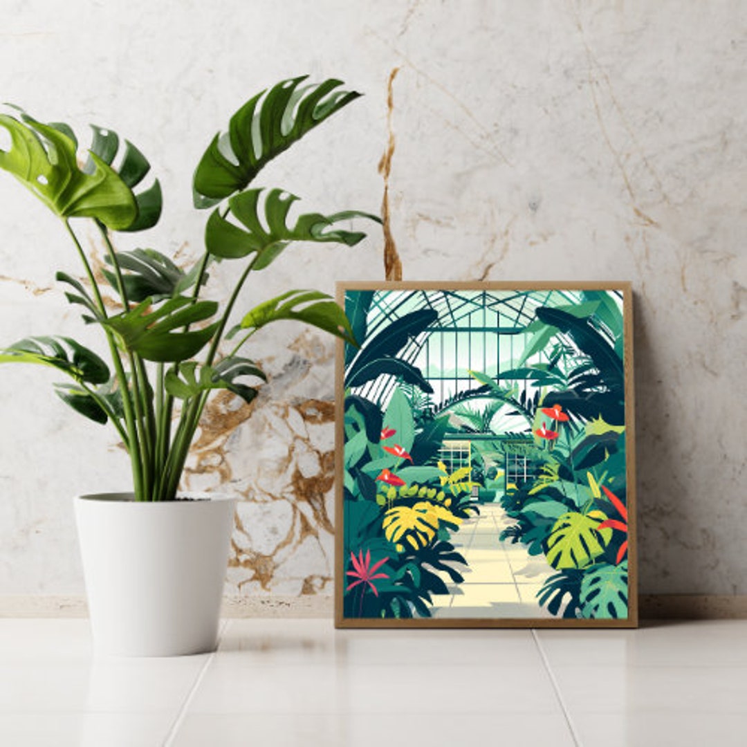 DIGITAL Botanical Gardens Flat Poster Design Illustration Artwork ...