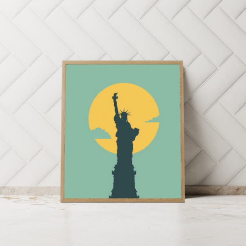 DIGITAL Statue of Liberty Poster Design Illustration New York Artwork ...