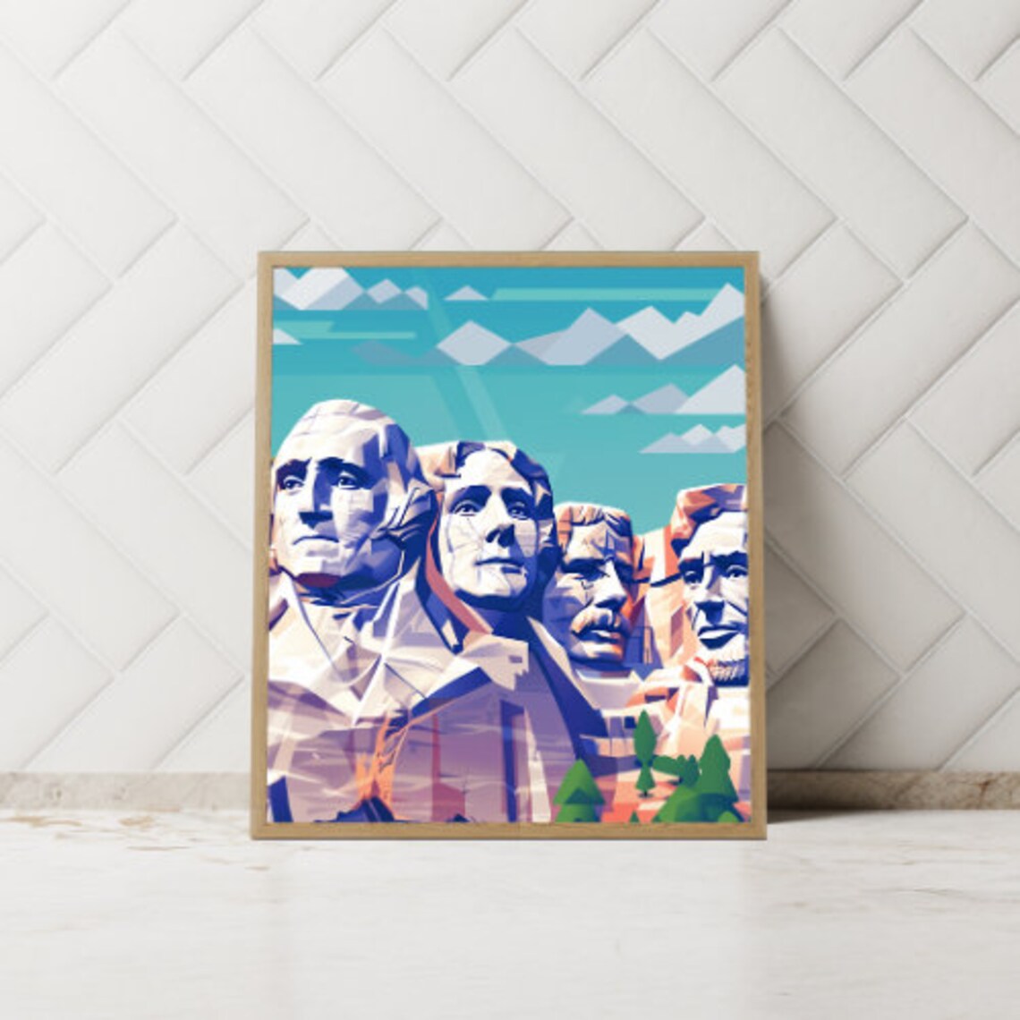 DIGITAL Mount Rushmore Flat Poster Design Illustration Artwork Download ...