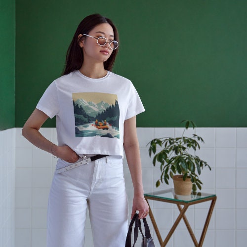 DIGITAL Whitewater Rafting Flat Poster Design Illustration Artwork ...