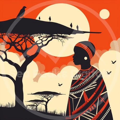 DIGITAL African Art Flat Poster Design Illustration Kenya African Tribe ...