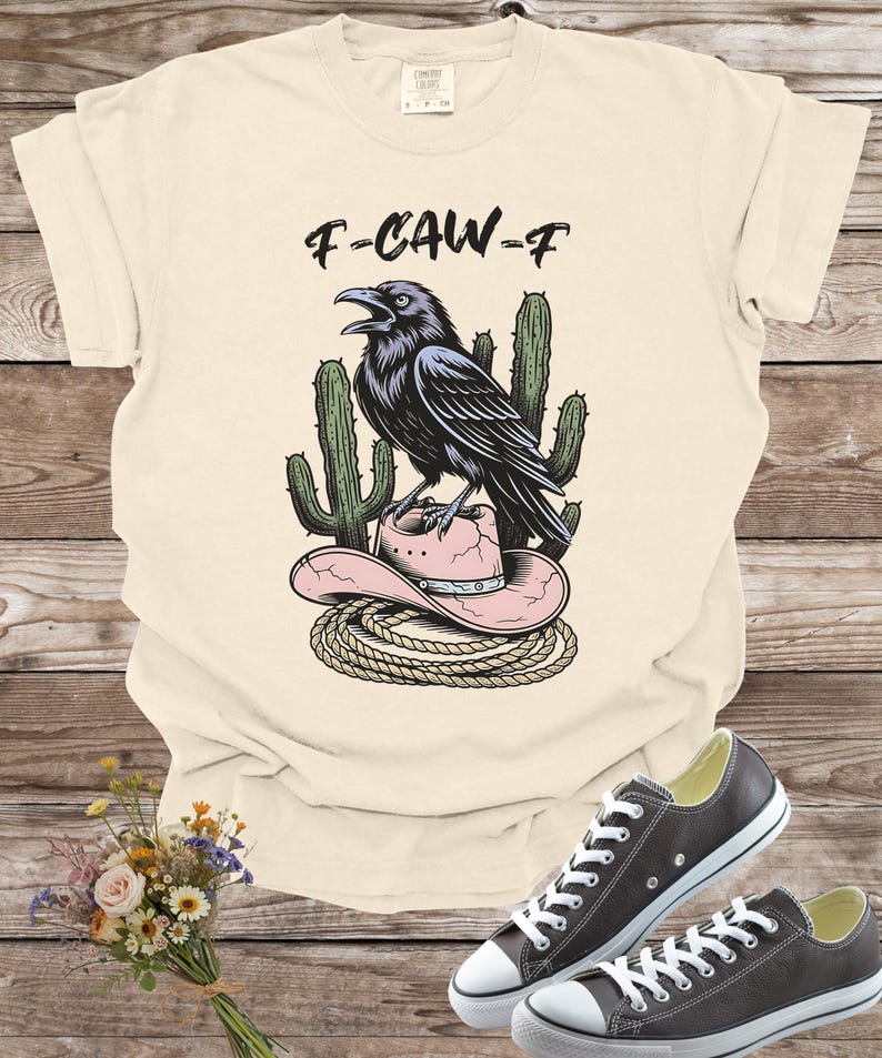 Funny Western Crow F-caw-f T Shirt, Black Crow Raven Lover Gift ...