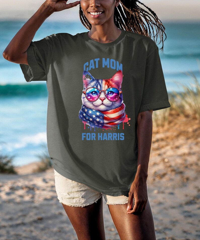 Cat Moms for Kamala Harris 2024 President T Shirt Patriotic Democratic ...