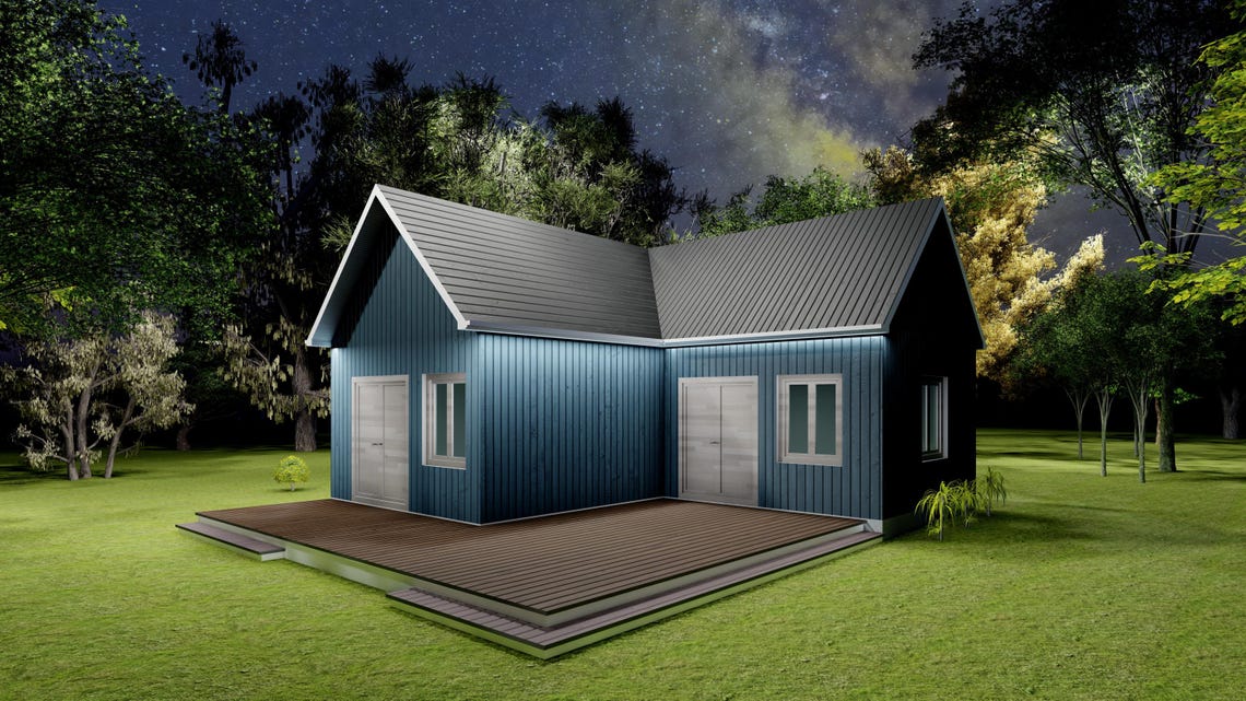 397 Sq Ft One-bedroom Home ADU Plans– Living Area, Kitchen, Bathroom ...