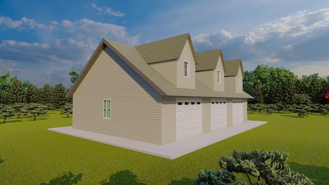 28x42 3-car Garage Workshop Design Plans With Attic Floor Plan ...