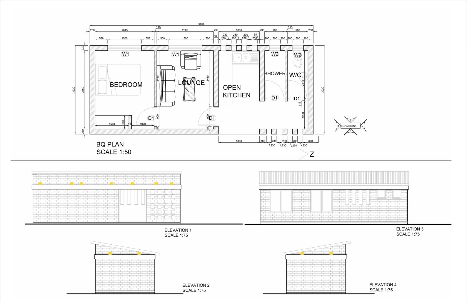 32x13' Tiny Home Plans One Bedroom 416sqft House Design Layout | Small ...