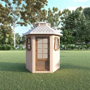 Hexagon Shed Plans – 4' Hexagon Shape With 8' Diameter, DIY Wood ...