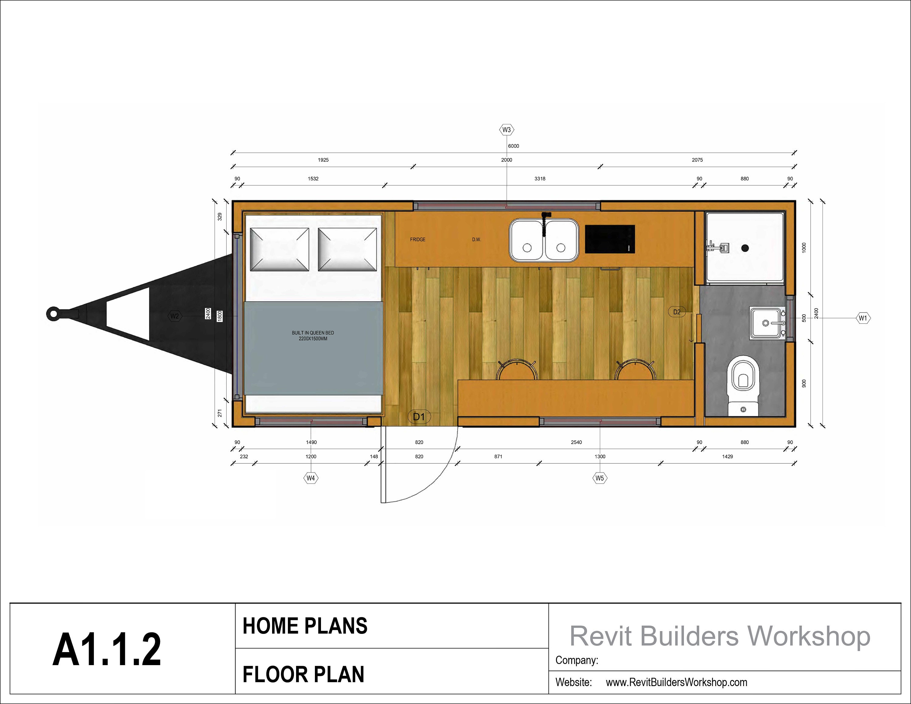 Tiny House on Wheels, 8'x20', Blueprint House Plan, Tiny House Trailer ...