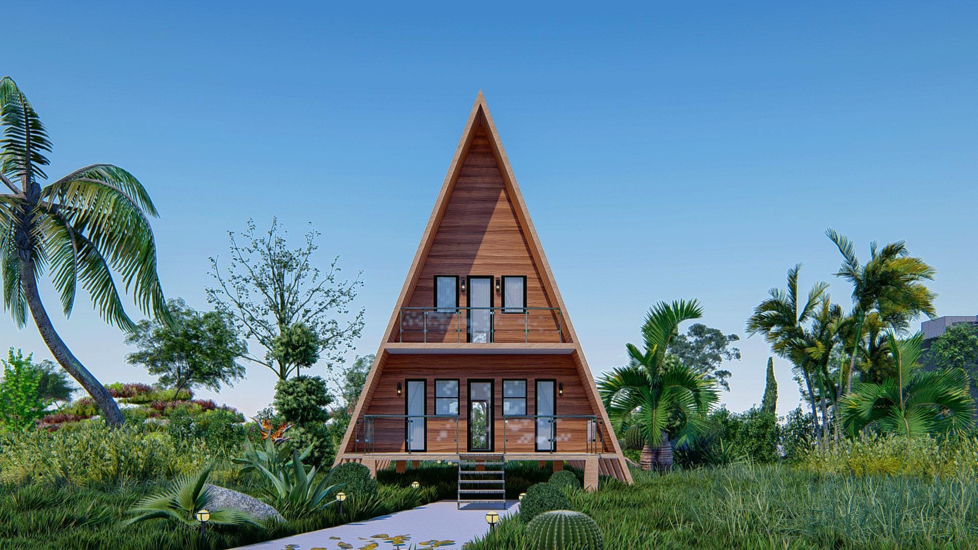 36'x20' A-frame Cabin Plans With Loft - Detailed Floor Plans ...