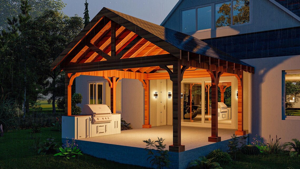 15’x16’ Cedar Canopy DIY Plans – Includes Construction Notes, Post ...