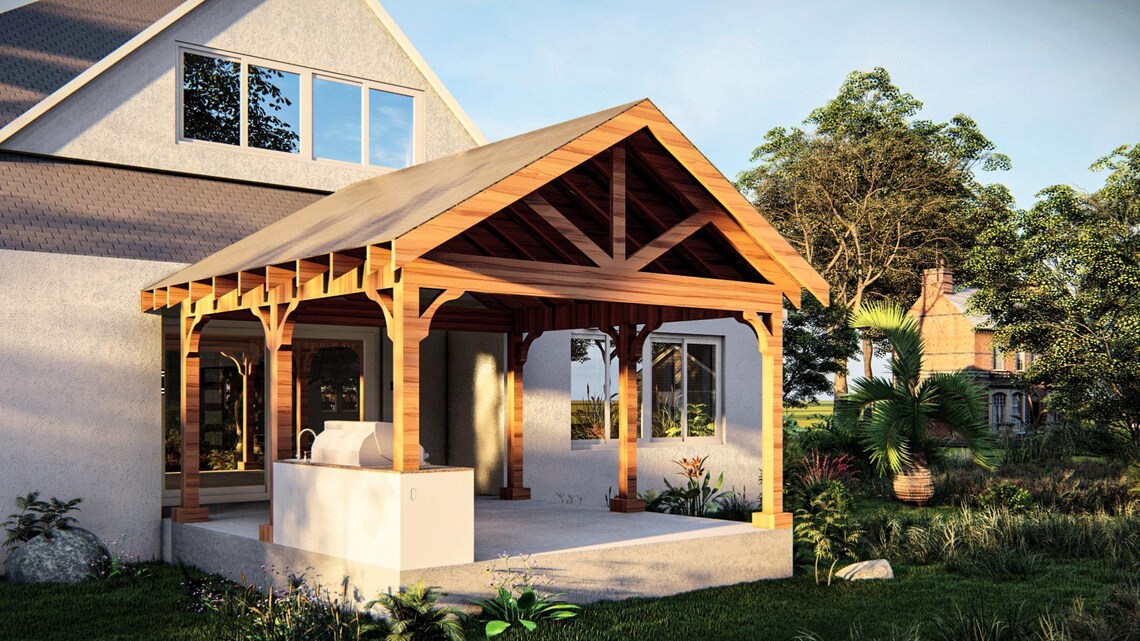 15’x16’ Cedar Canopy DIY Plans – Includes Construction Notes, Post ...