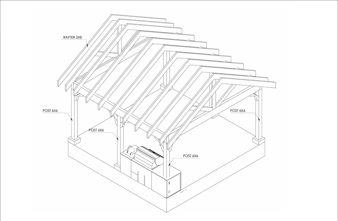 15’x16’ Cedar Canopy DIY Plans – Includes Construction Notes, Post ...