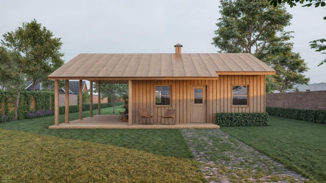 24'x24' Tiny Home Cabin Building Plans - 2 Bedrooms, Living Room ...