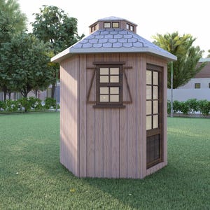 Hexagon Shed Plans – 4' Hexagon Shape With 8' Diameter, DIY Wood ...