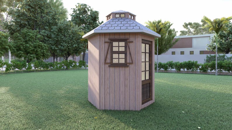 Hexagon Shed Plans – 4' Hexagon Shape With 8' Diameter, DIY Wood ...