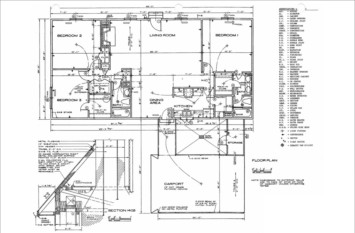 Sustainable Solar Energy Home Building Plans - 3 Bedrooms, Carport ...