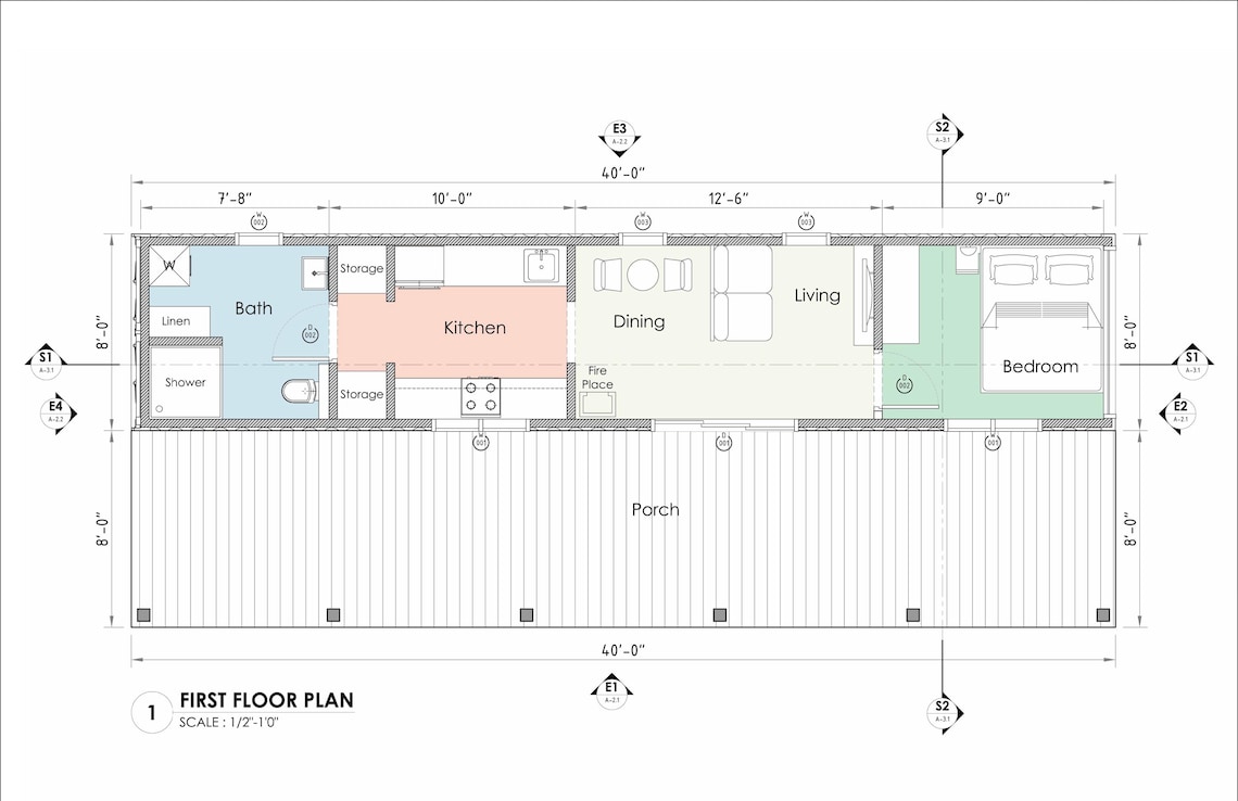 40’ Container Home Building Plans – High-cube Shipping Container ...