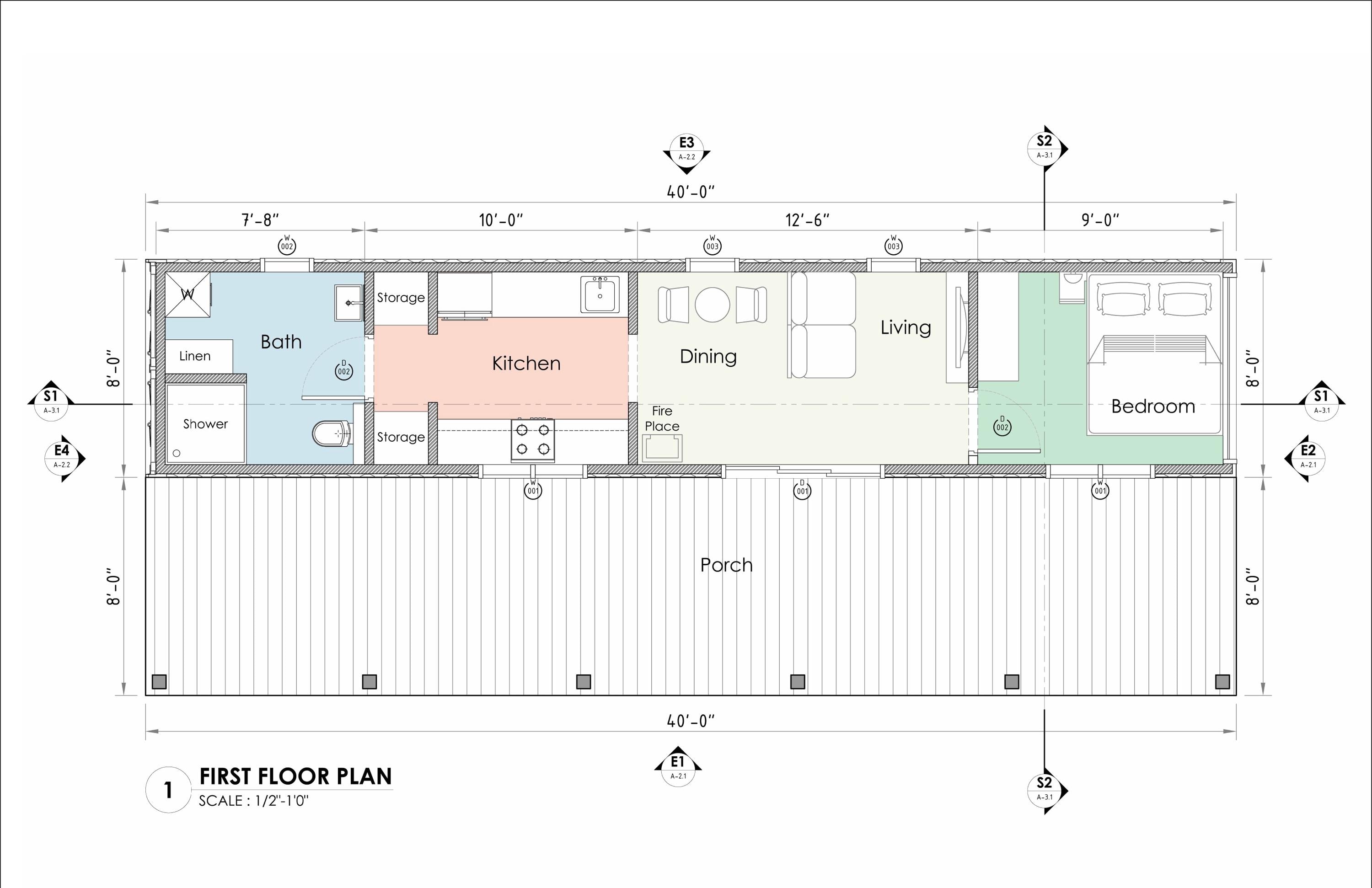 40’ Container Home Building Plans – High-cube Shipping Container ...
