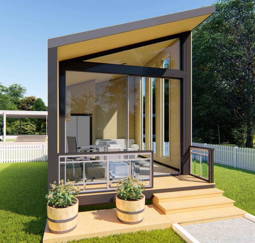 4x5m Mini Office Pod Plans - Compact Design With Seating Area, Desk ...