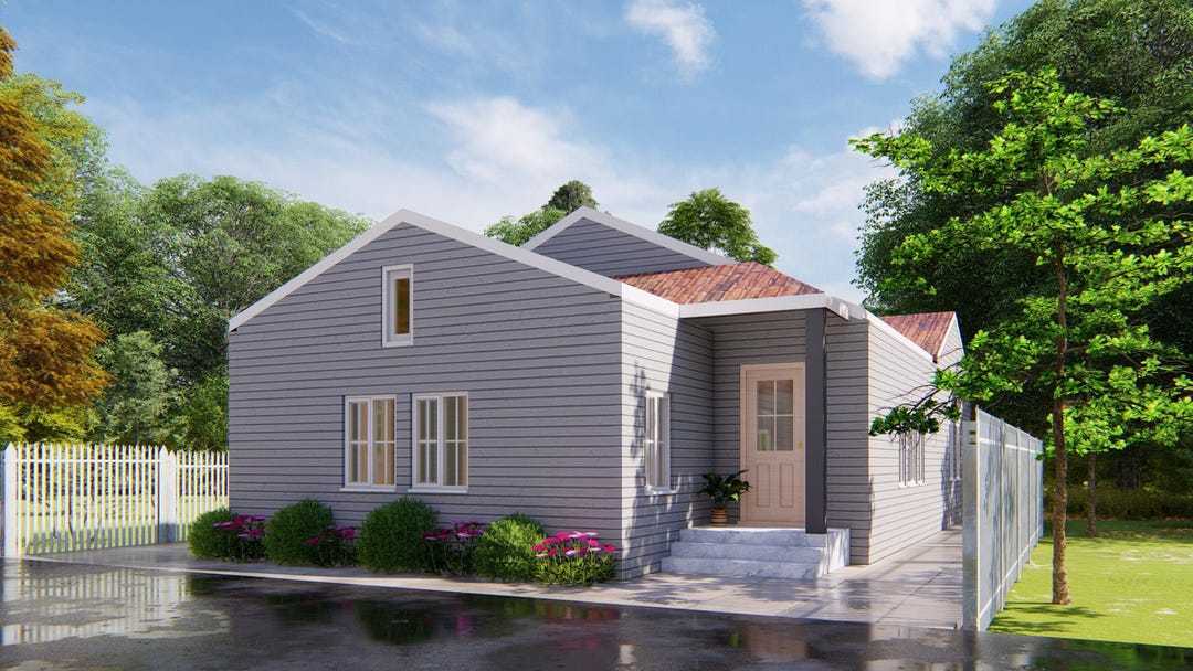 25'x47' House Plans - Detailed Floor Plan With 2 Bedrooms, Kitchen ...