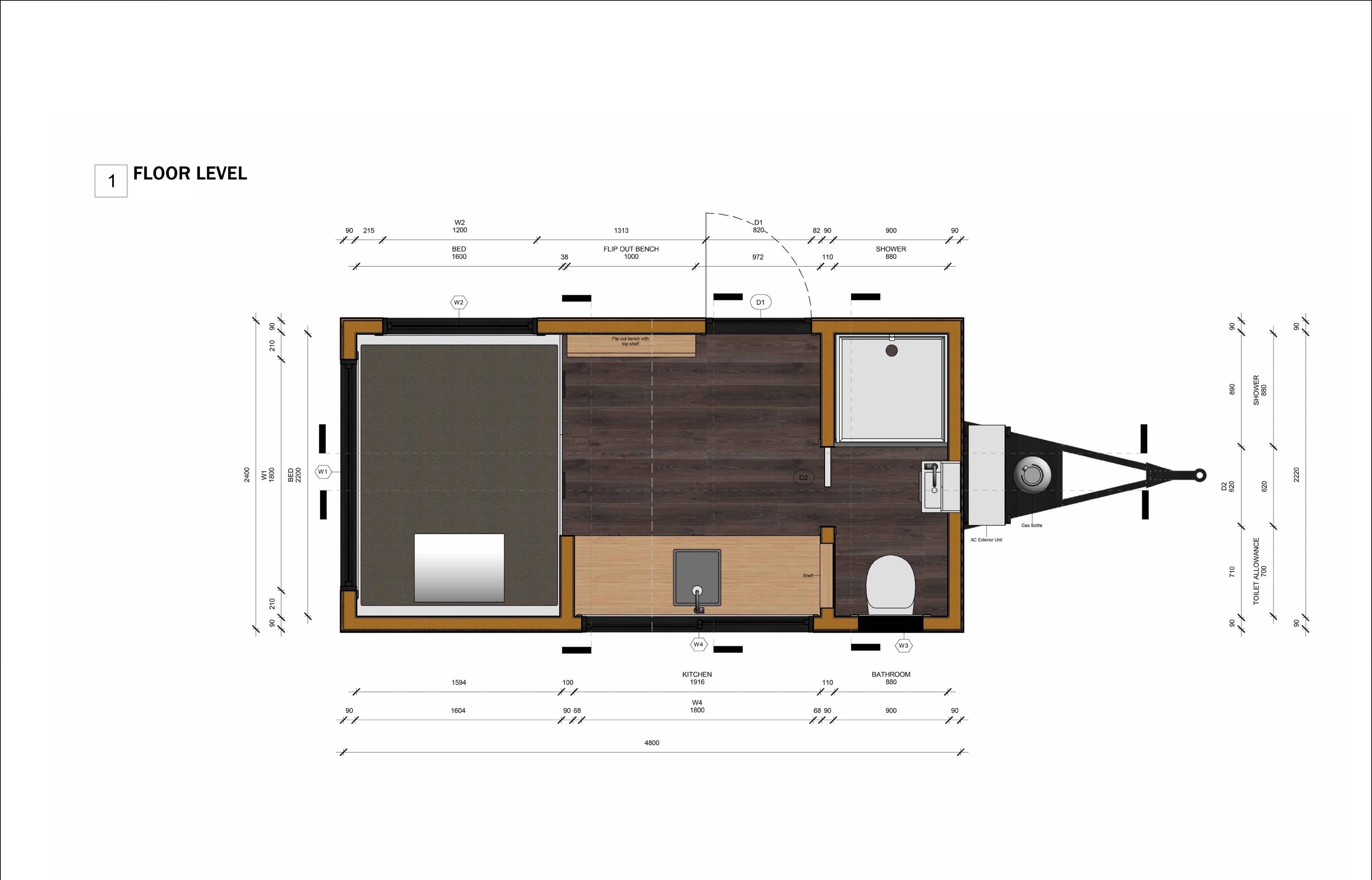 Tiny Home Plans on Wheels 115sqft - Mobile Living Design With 3D ...
