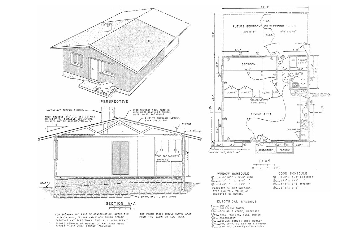 Wood Construction Tiny Home Cabin Building Plans 24 X 24 576 Square Feet Etsy