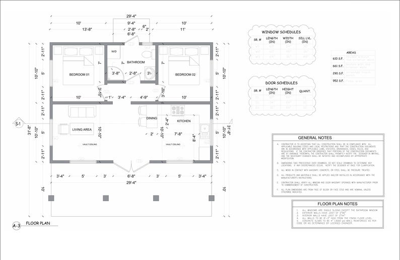 952sqft Tiny Cabin Design Blueprints: Featuring 2 Bedrooms, 1 Bathroom ...