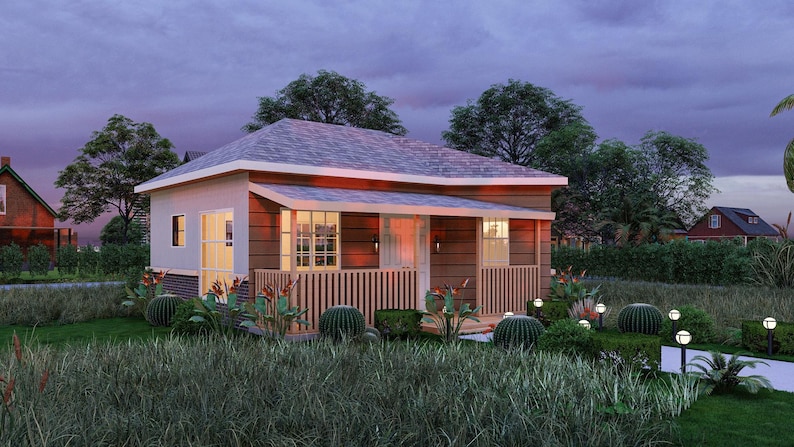 522 Sq Ft 2-bedroom Tiny Home Design Plans With Porch, Kitchen & Shared ...