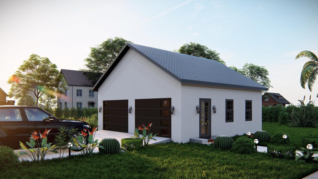 24'x24' Two-car Garage Plans Basic Design Package Floor Plan ...