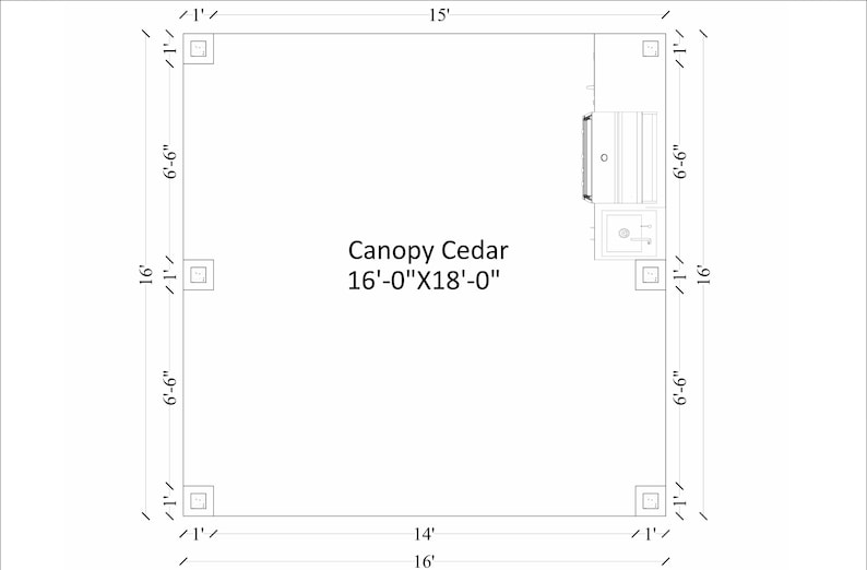 15’x16’ Cedar Canopy DIY Plans – Includes Construction Notes, Post ...