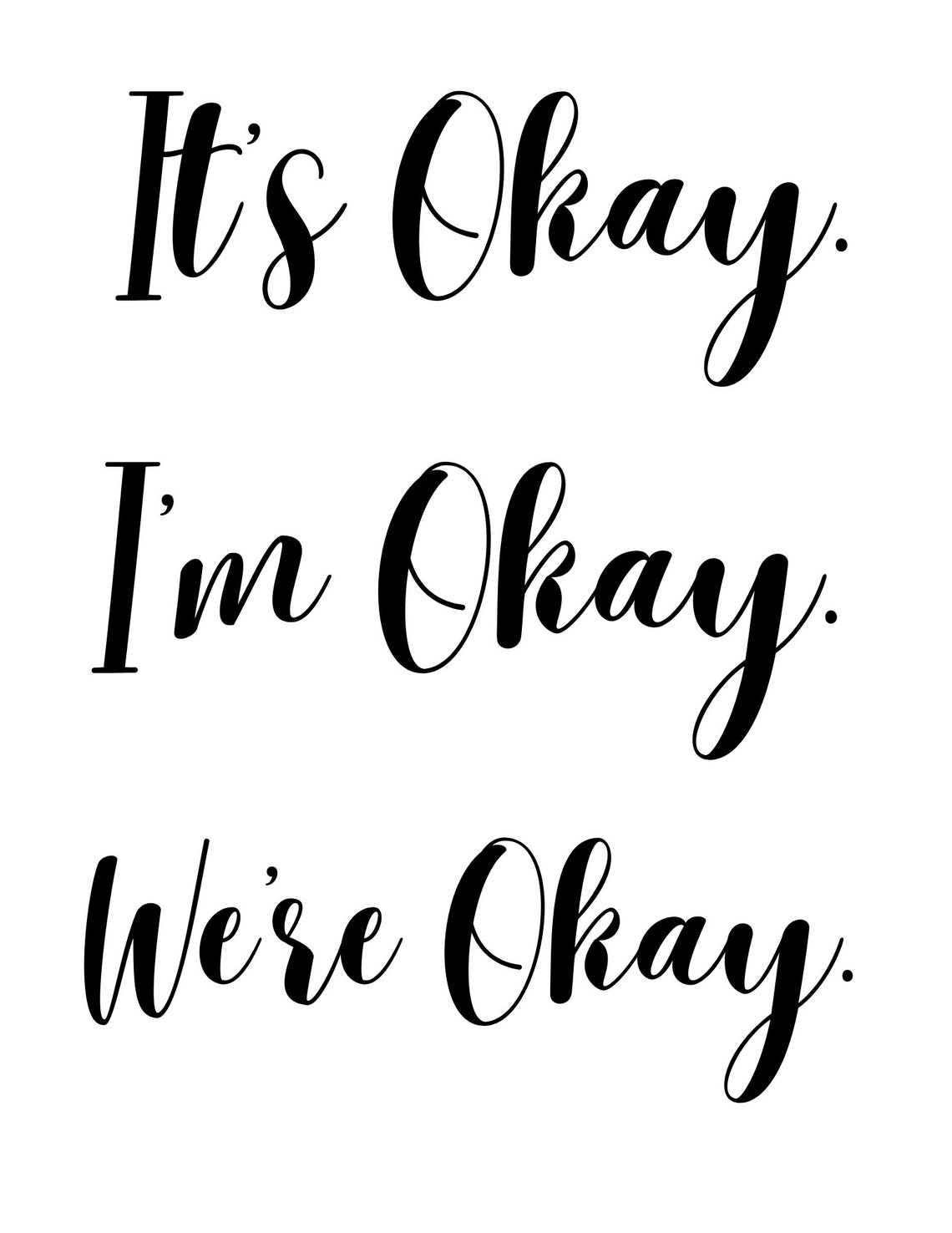 I'm Okay Printable Sign, Printable Inspirational Quote, Motivational Wall Art, Inspirational ...