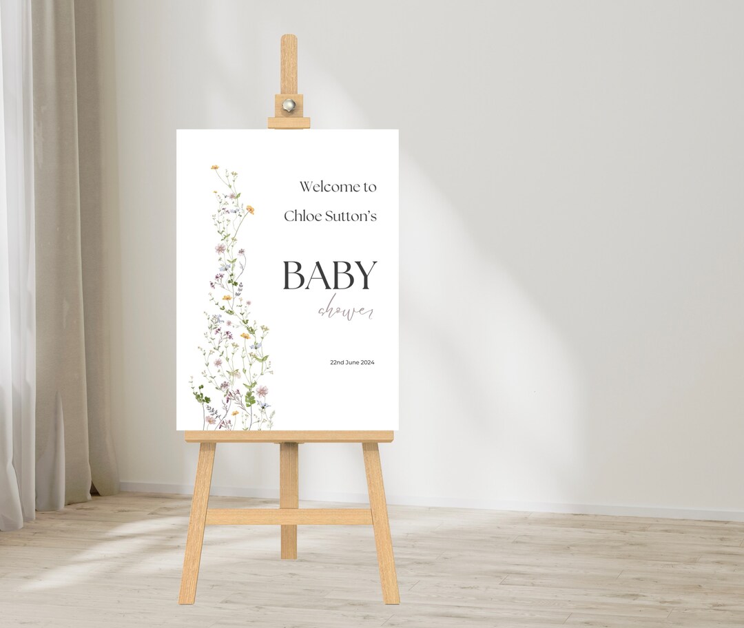 Editable Baby Shower Welcome Sign Template, Wildflower Baby in Bloom ...